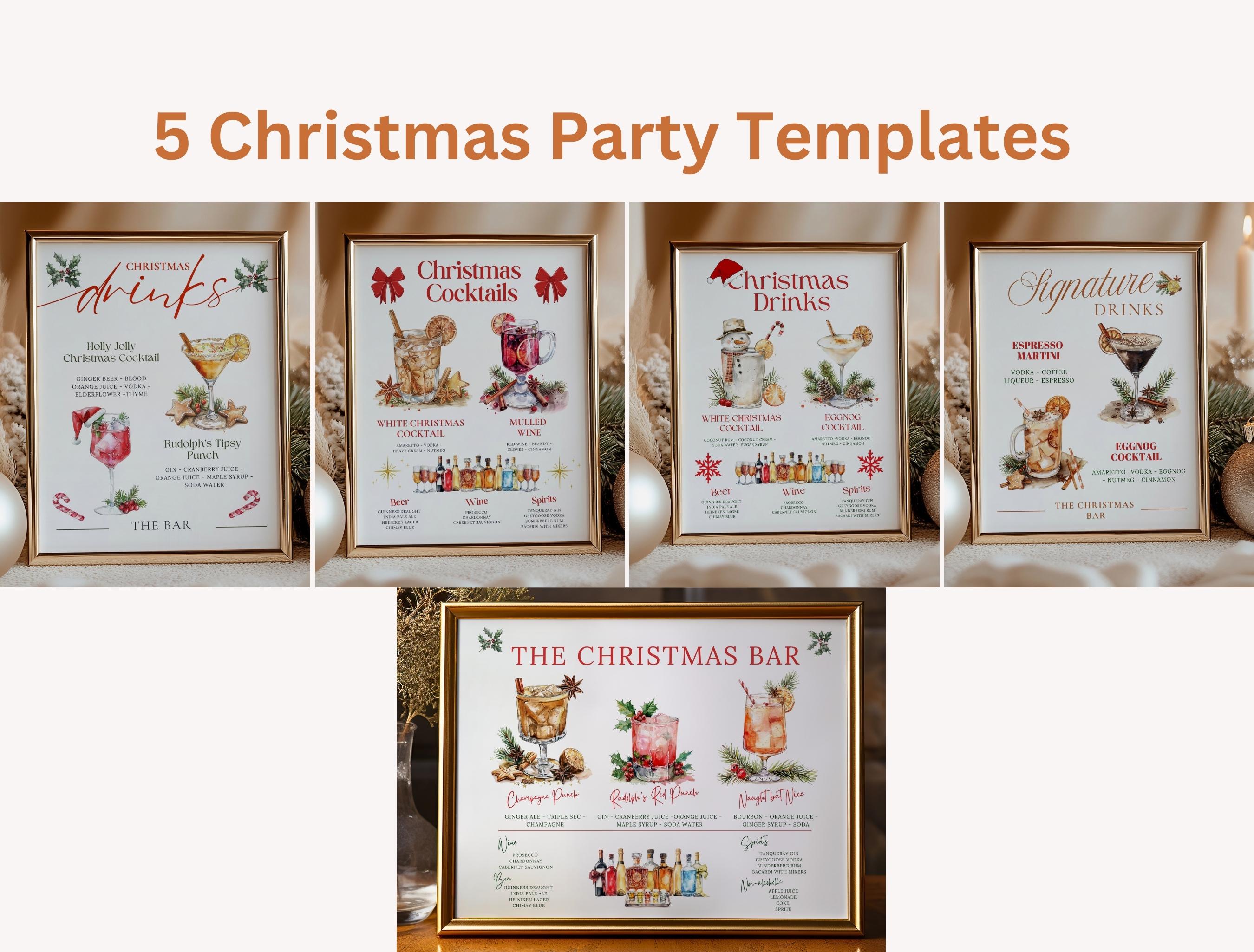 Christmas Party Signature Drink Sign, Holiday Drinks Sign, Christmas ...