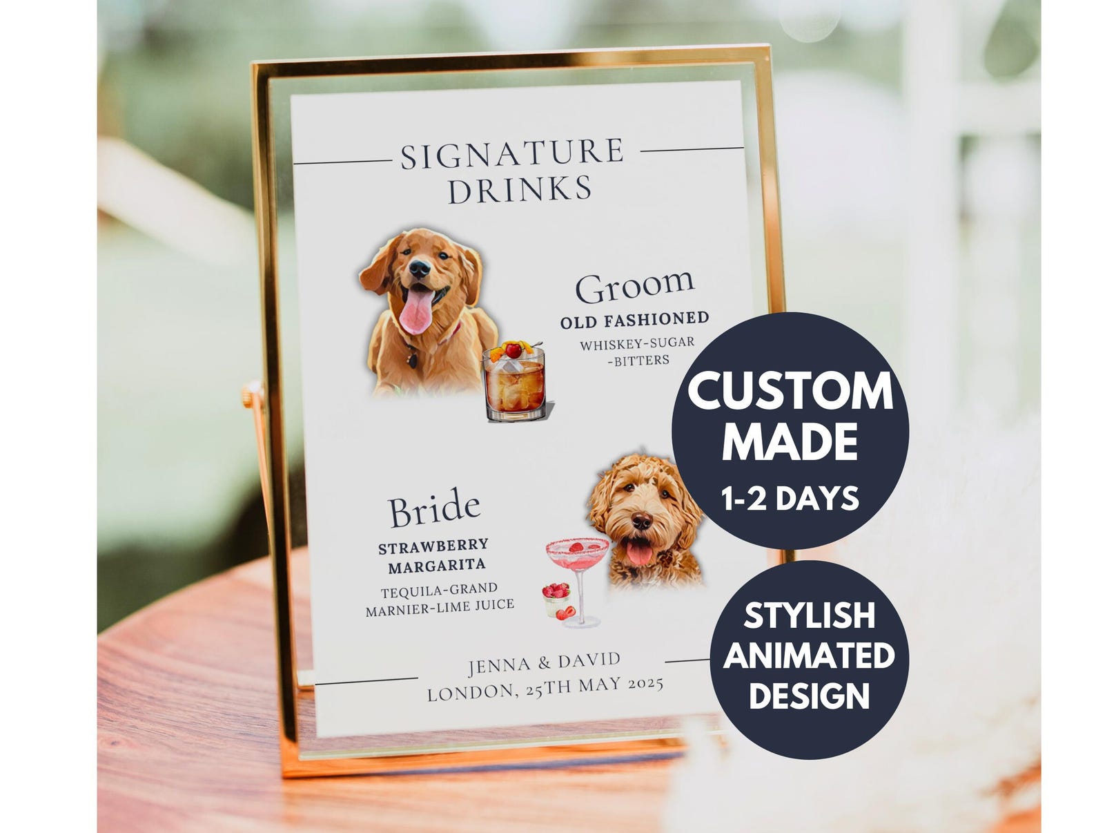 Custom Dog Signature Drink Sign, Custom Pet Cocktail Sign, Custom Pet ...