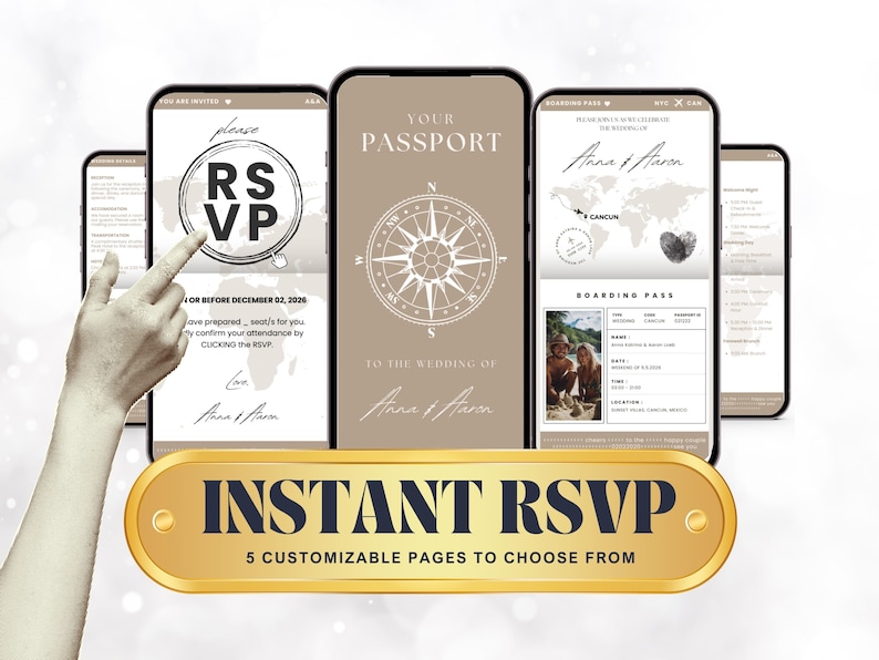 Editable Passport Wedding Invitation, 5 Page Digital Canva Template ...