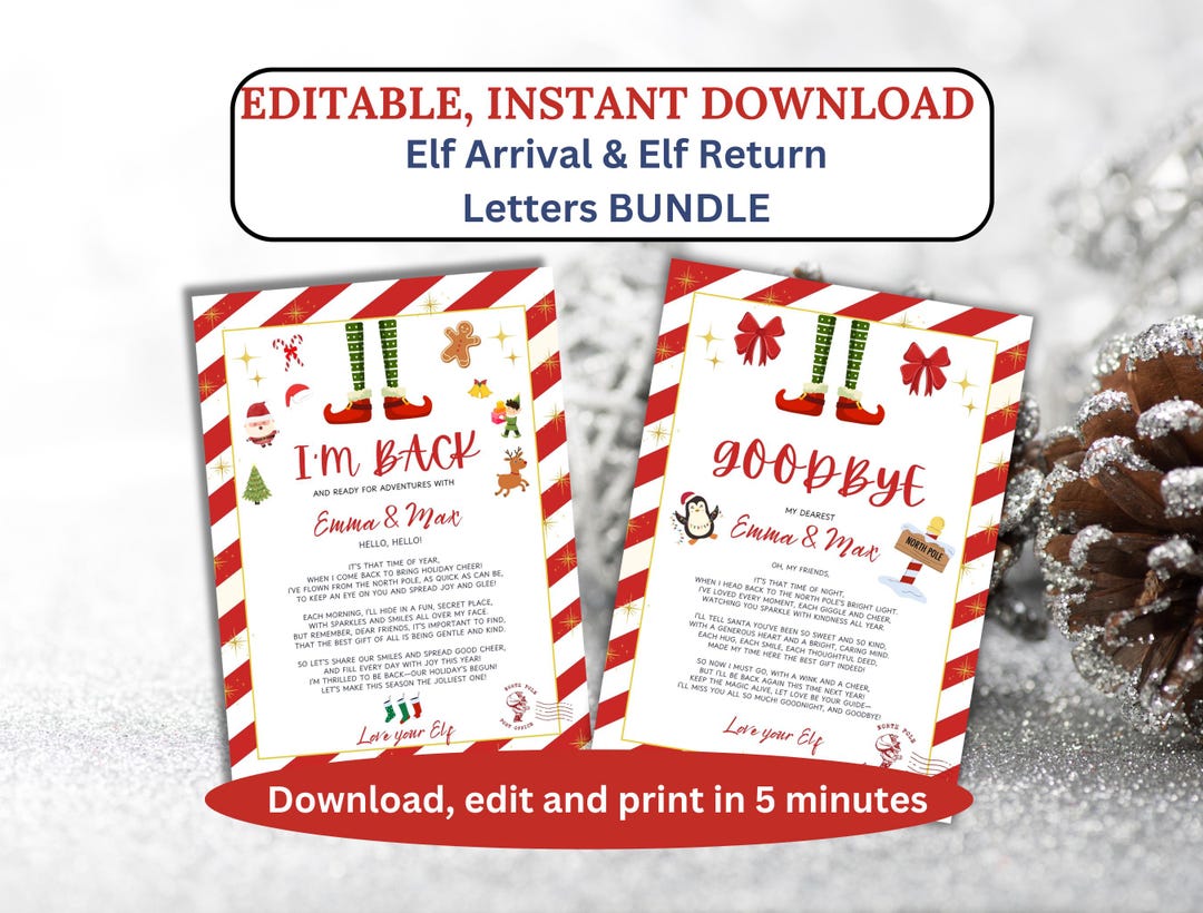 Printable Elf Kit Bundle - Elf Arrival Letter & Goodbye Elf, Elf Antics ...