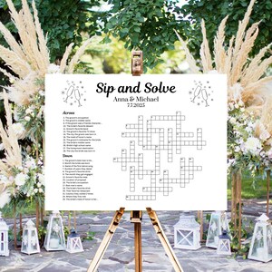 DIY Custom Sip and Solve Wedding Crossword Puzzle, Custom Wedding ...