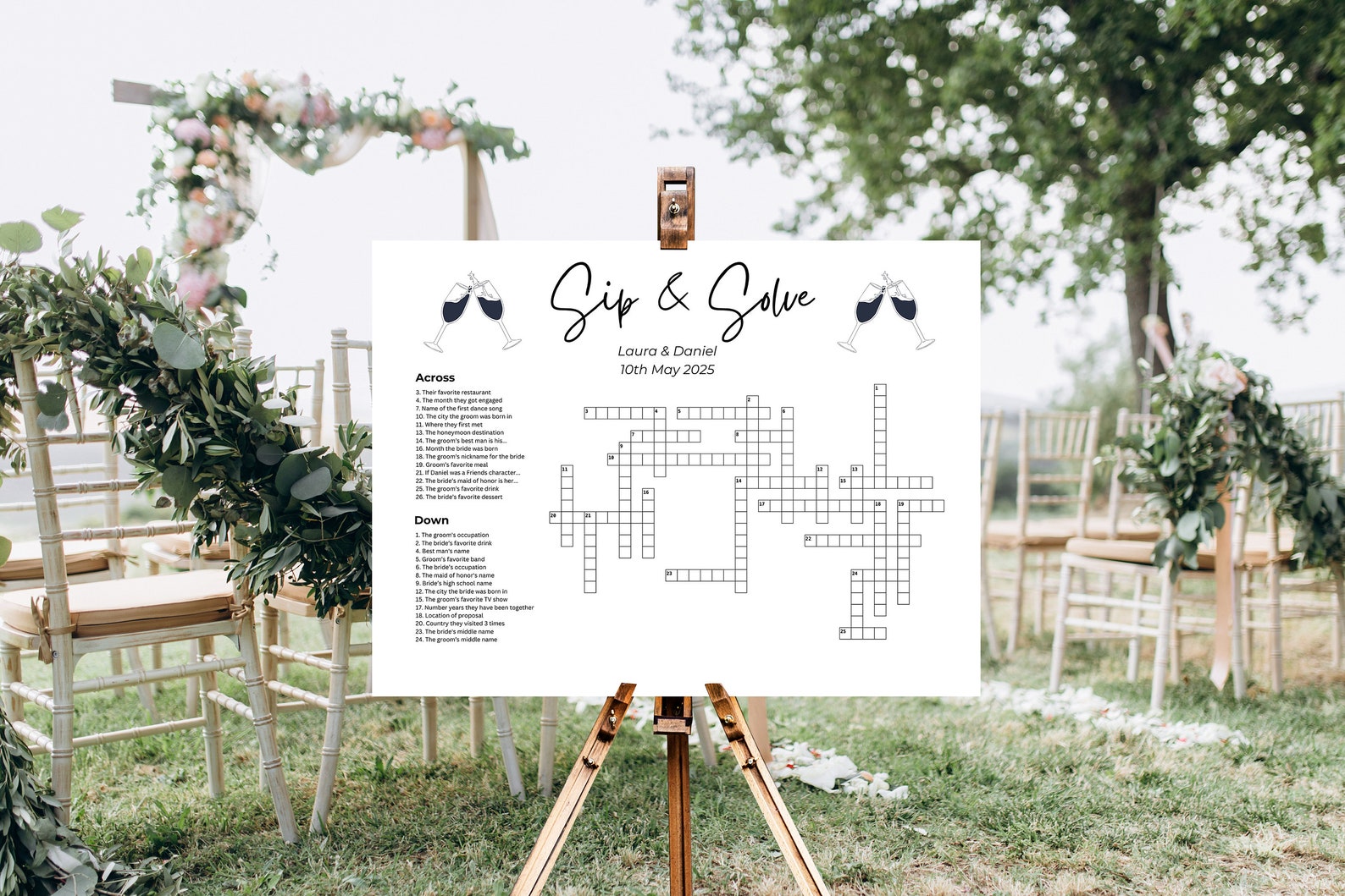 DIY Custom Sip and Solve Wedding Crossword Puzzle Template ...