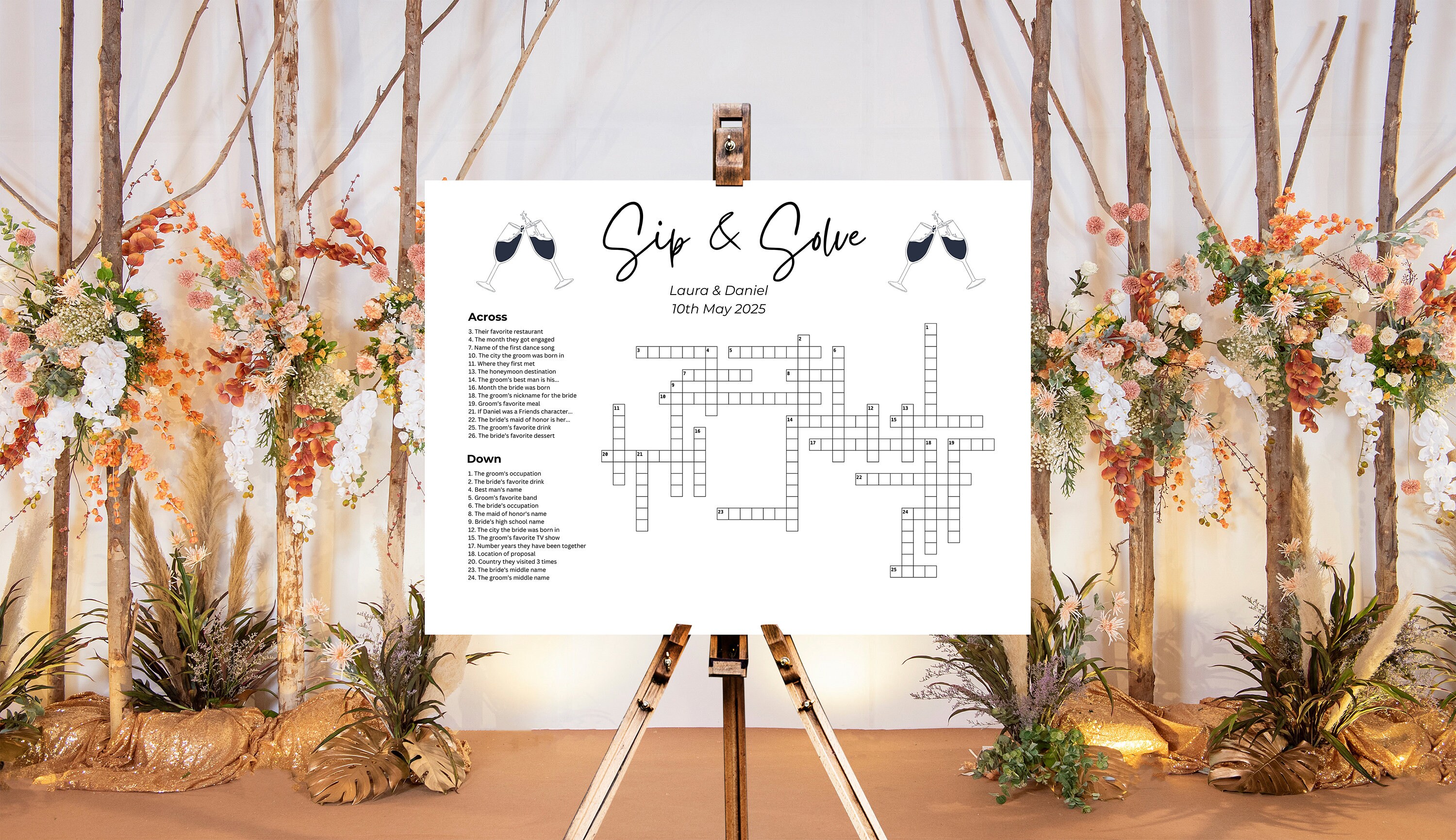 DIY Custom Sip and Solve Wedding Crossword Puzzle Template ...