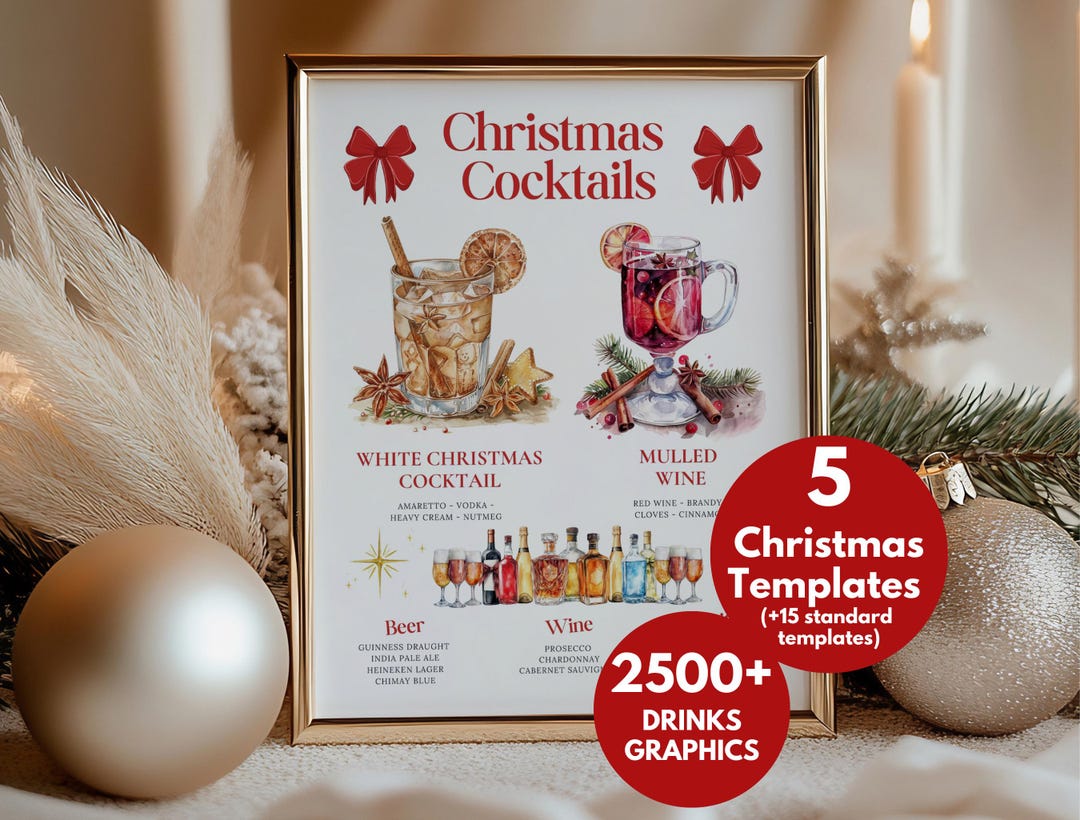 Christmas Party Signature Drink Sign, Holiday Drinks Sign, Christmas ...