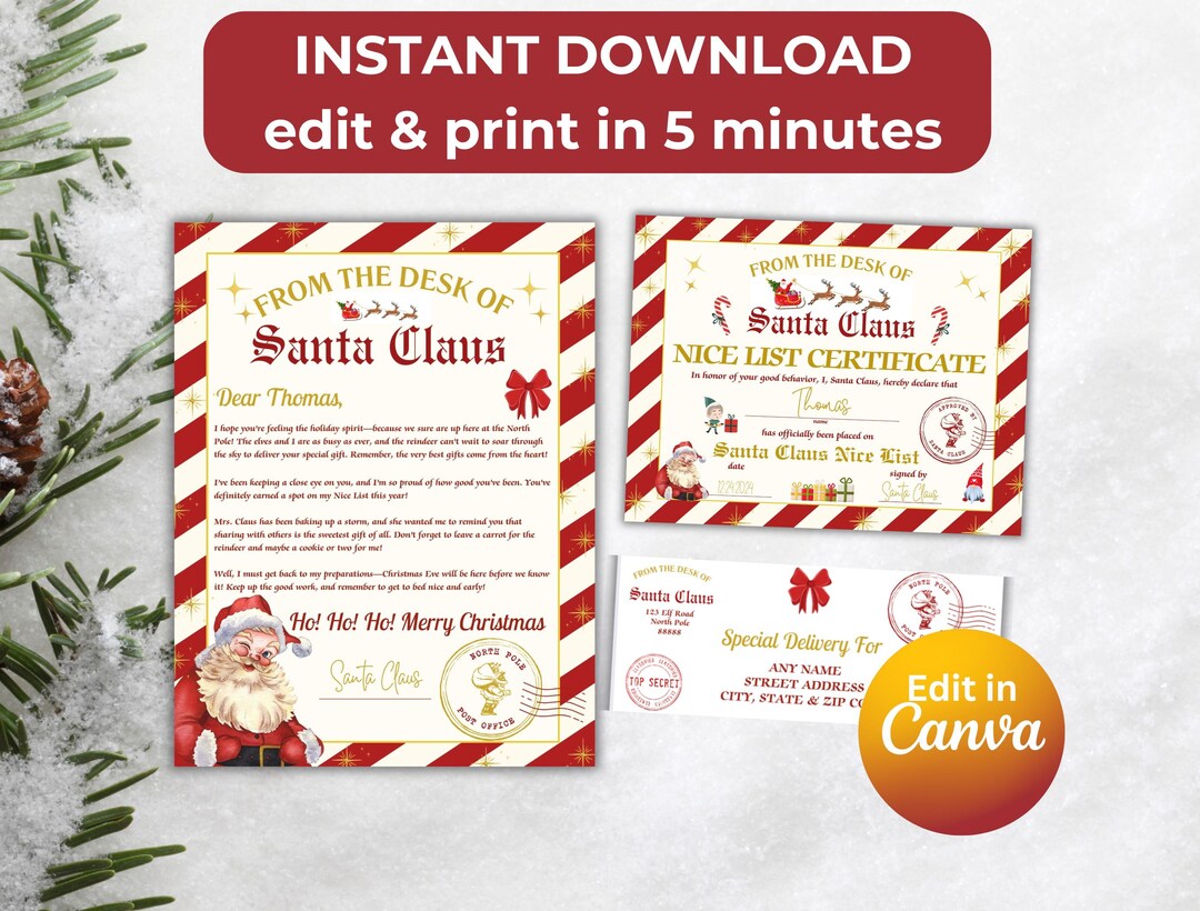 EDITABLE Bundle: Official Letter From SANTA Claus, NICE List ...