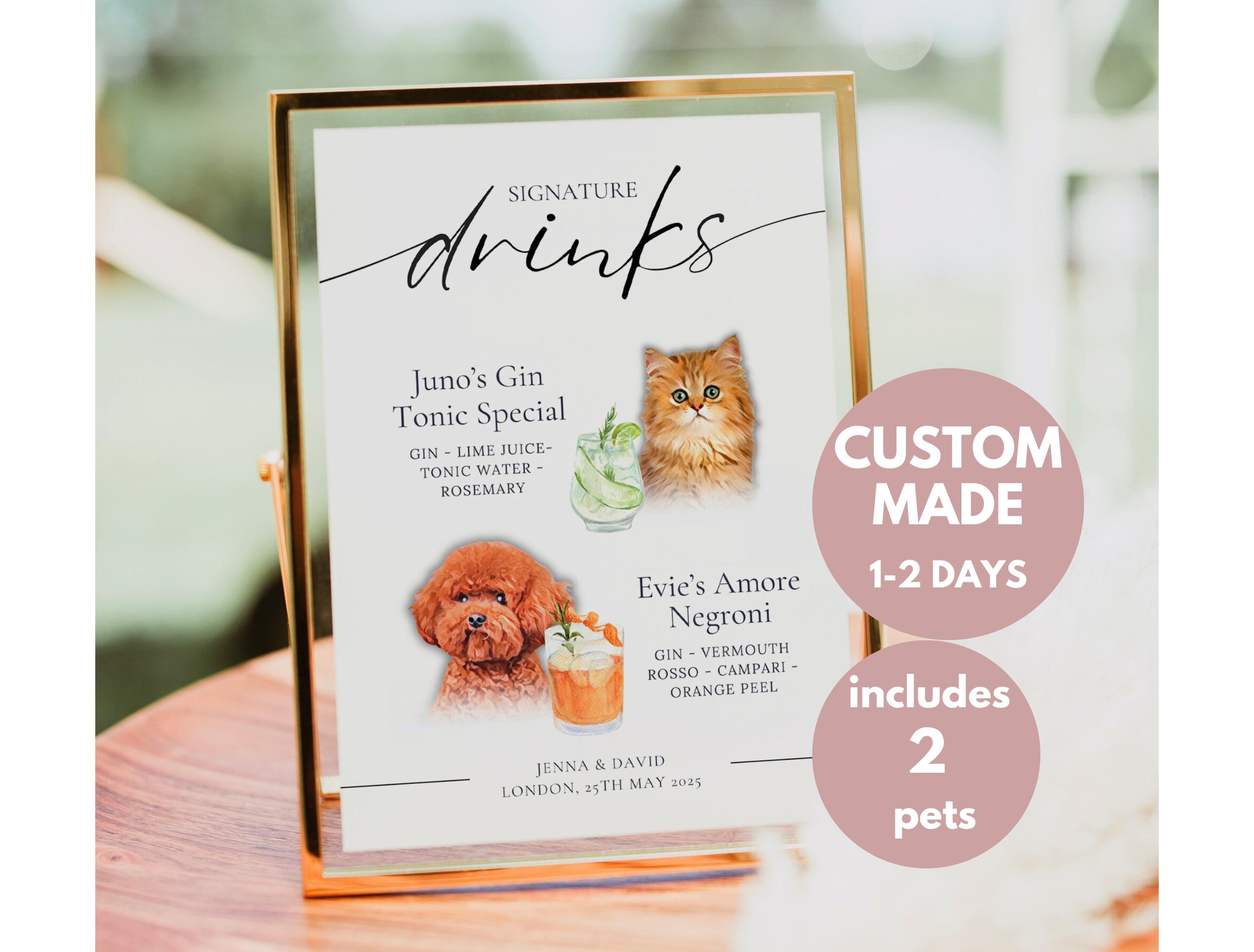 Custom Dog Cocktail Sign, Dog Signature Drink Sign, Cat Cocktail Sign ...