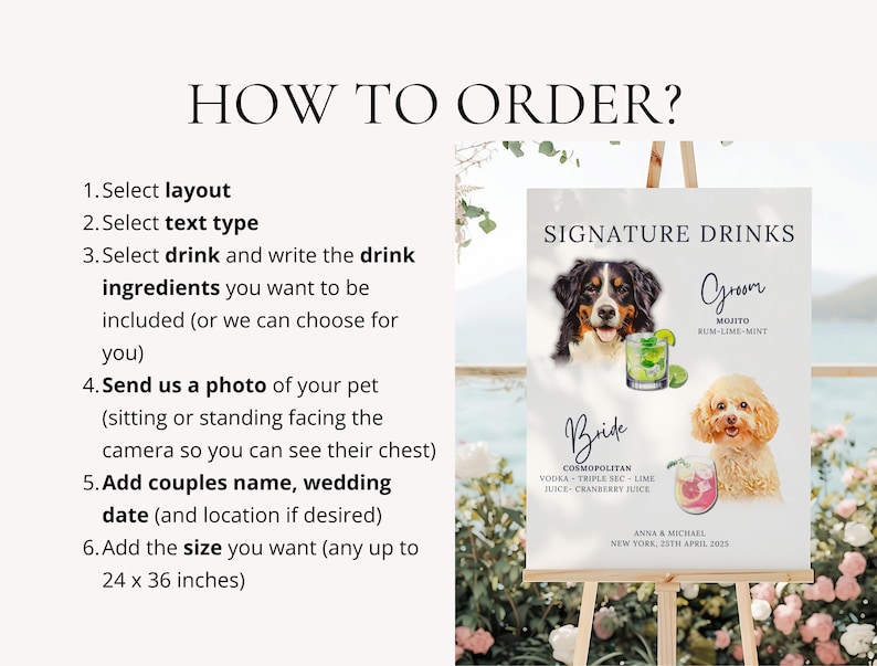 Custom Dog Signature Drink Sign, Custom Pet Cocktail Sign, Custom Pet ...