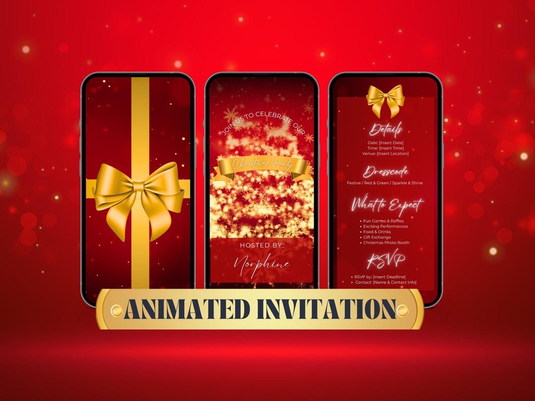 Animated Christmas Party Invitation, Digital Holiday Video Invite ...