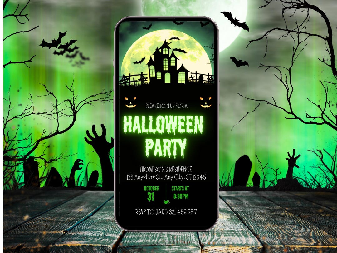 Animated Halloween Party Invitation: Spooky Digital Evite (MP4, GIF) - Etsy