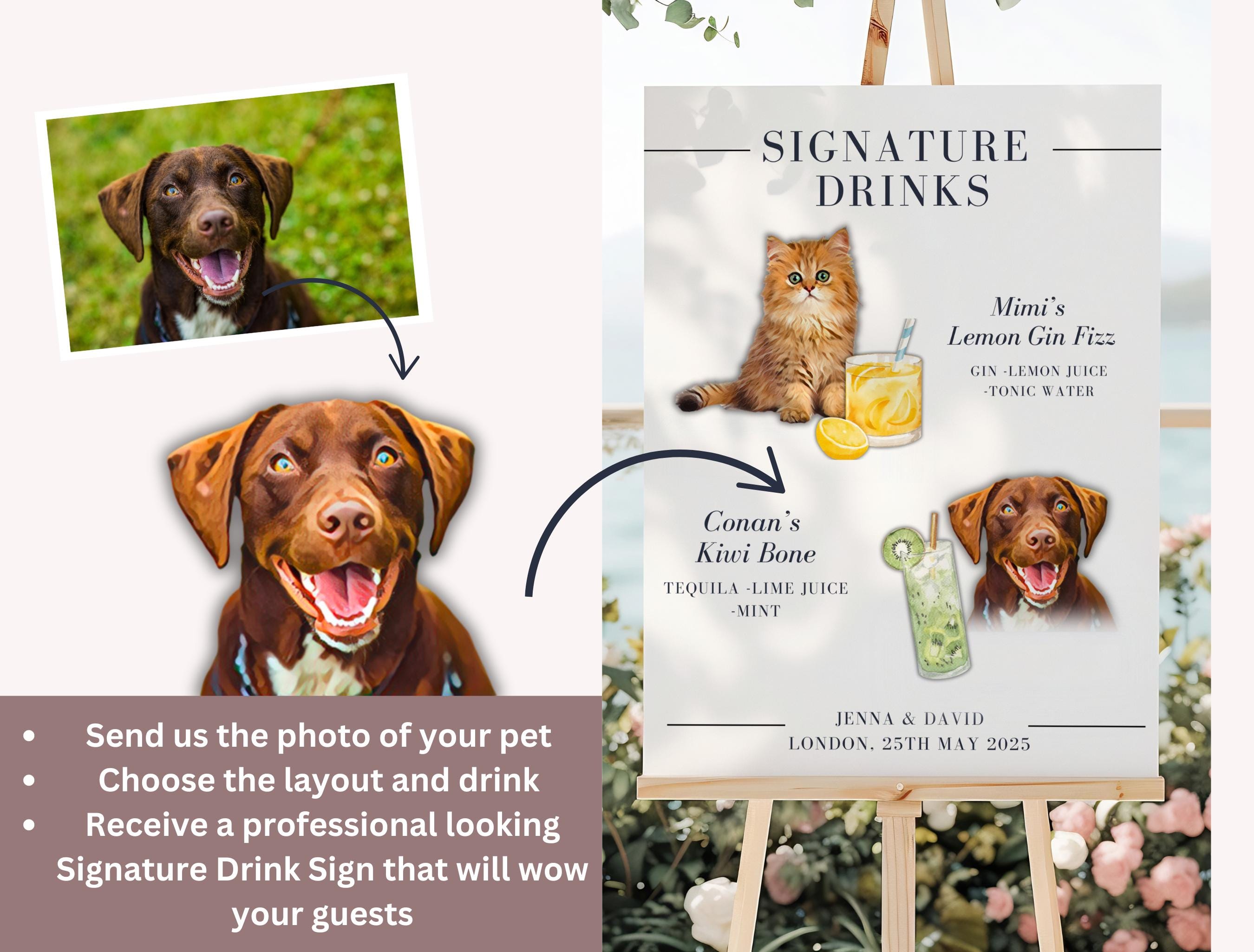 Custom Dog Signature Drink Sign, Custom Pet Cocktail Sign, Custom Pet ...