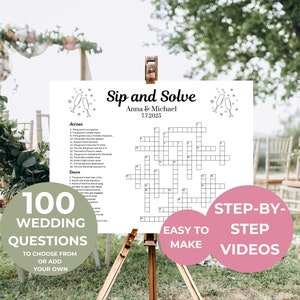 DIY Custom Sip and Solve Wedding Crossword Puzzle, Custom Wedding ...