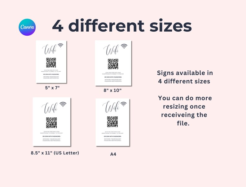 Custom Wifi QR Code Sign, WIFI Password Sign, Editable Wifi Sign ...