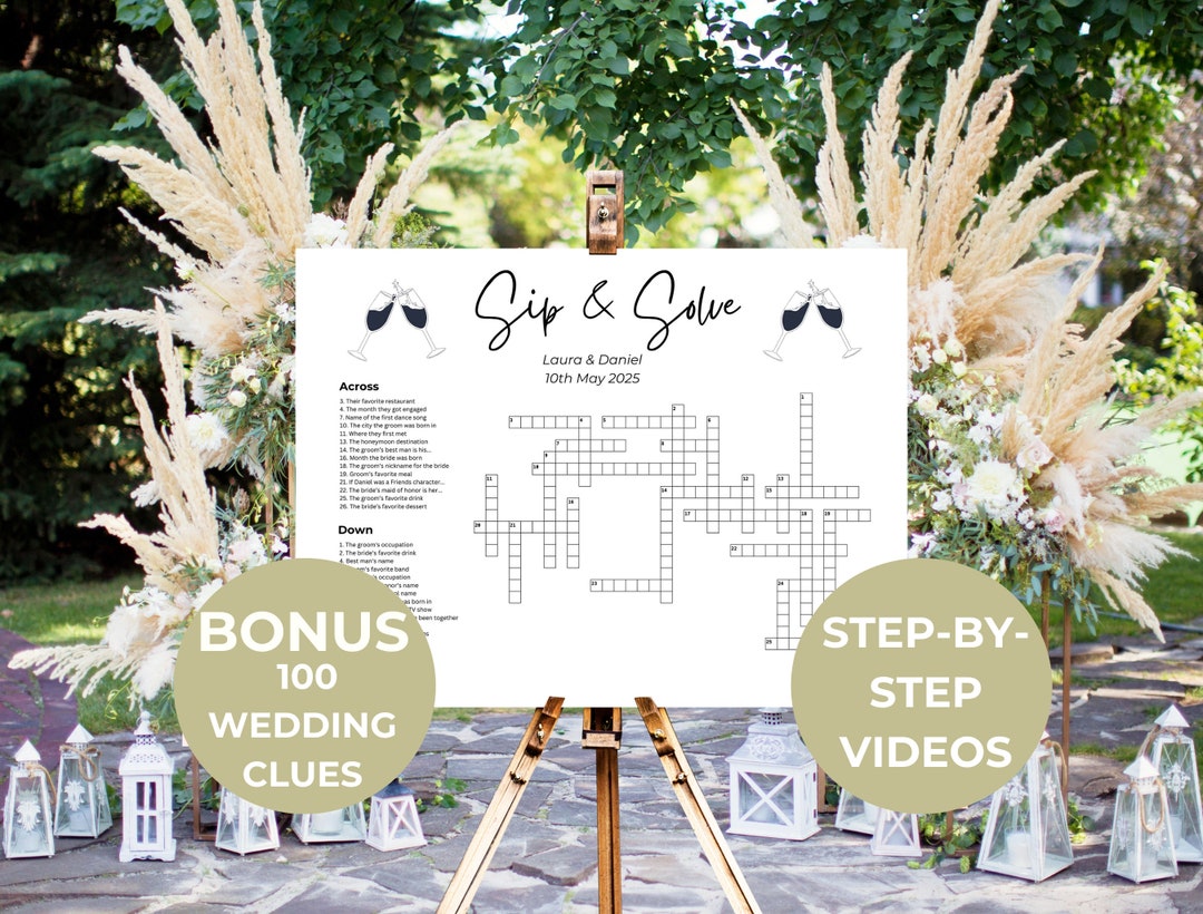 Personalized Sip and Solve Wedding Crossword Puzzle, Sip and Solve ...