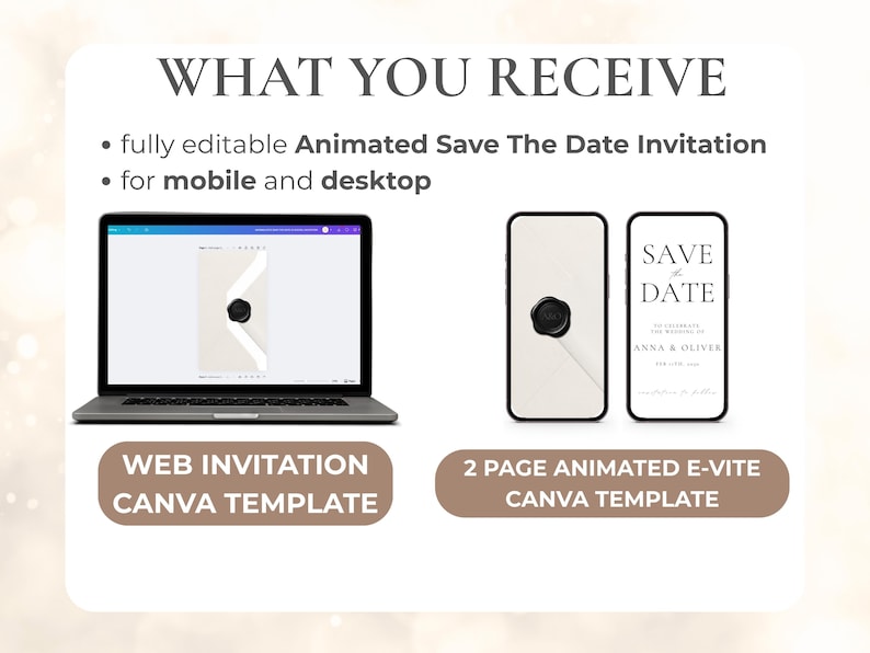 Elegant Animated Save the Date, Envelope Opening Video Invitation ...
