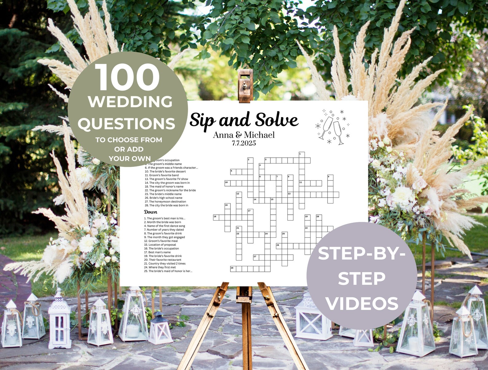 DIY Custom Sip and Solve Wedding Crossword Puzzle Template ...