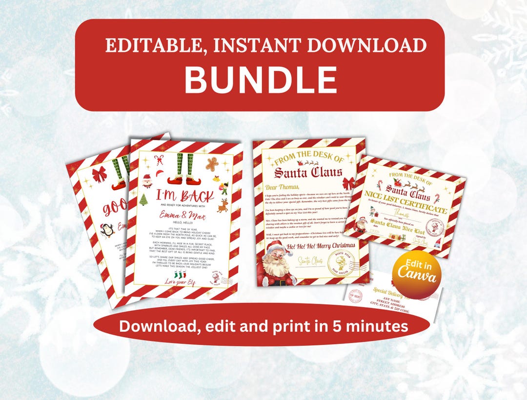 Editable Christmas Letters Bundle for Kids Printable Letters From Santa ...