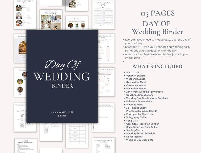 Wedding Coordination Binder Template, Wedding Day Binder, Bridal Binder ...