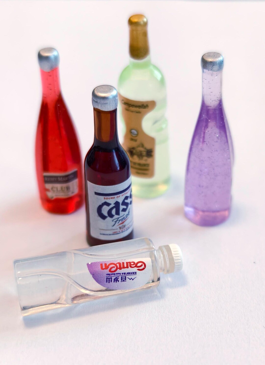Miniature Beverage and Liquor Bottles for Dollhouses 1:6 Scale - Set of ...