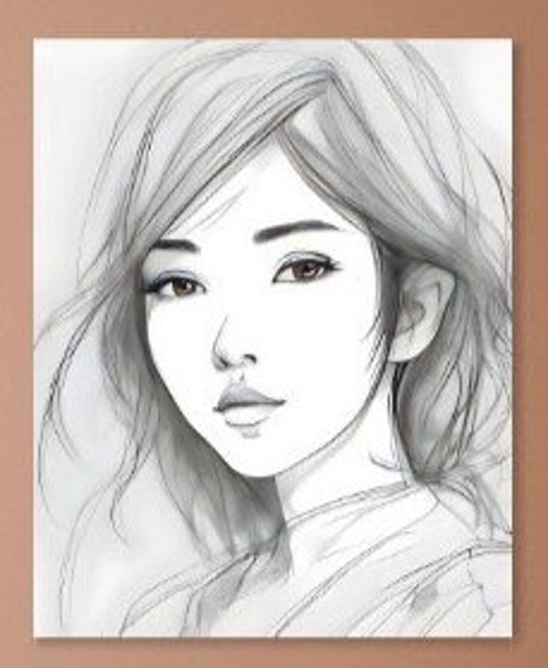 Girl Sketch Wall Art Shy Girl Art Print Girl Room Art Print Girl Pencil