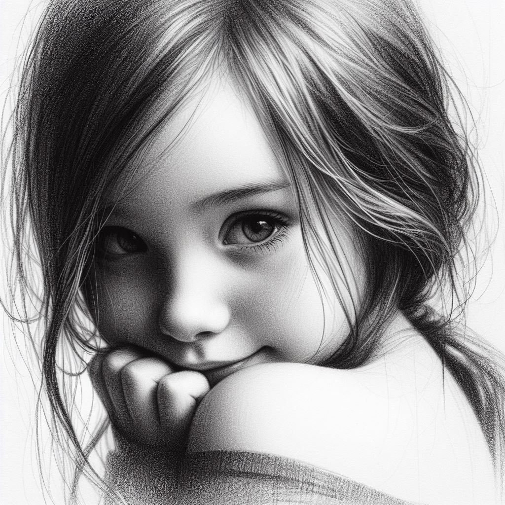 Sketch of a Girl | Shy Girl Art Print | Girl Pencil Sketch Framed ...