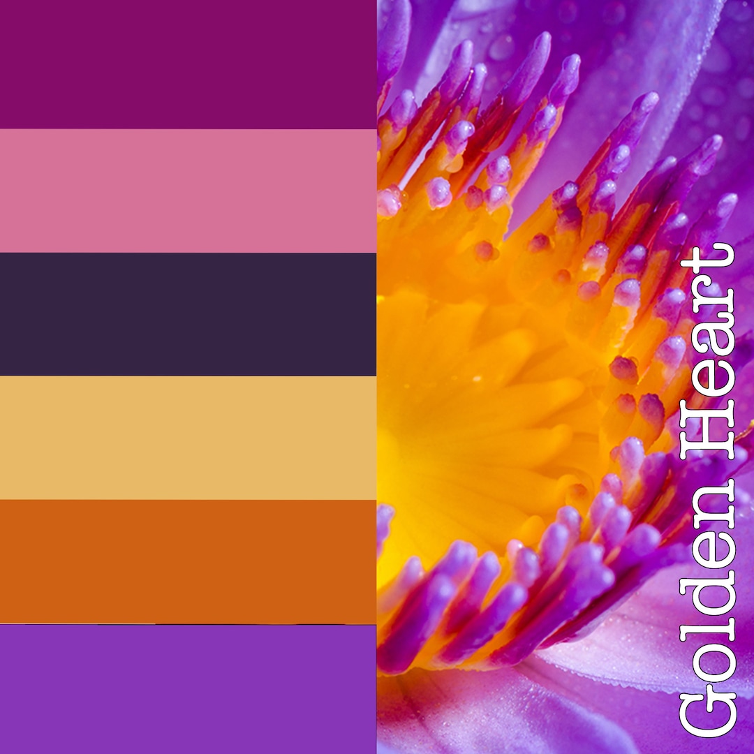 Golden Heart Digital Color Palette Swatch for Procreate Adobe Photoshop ...