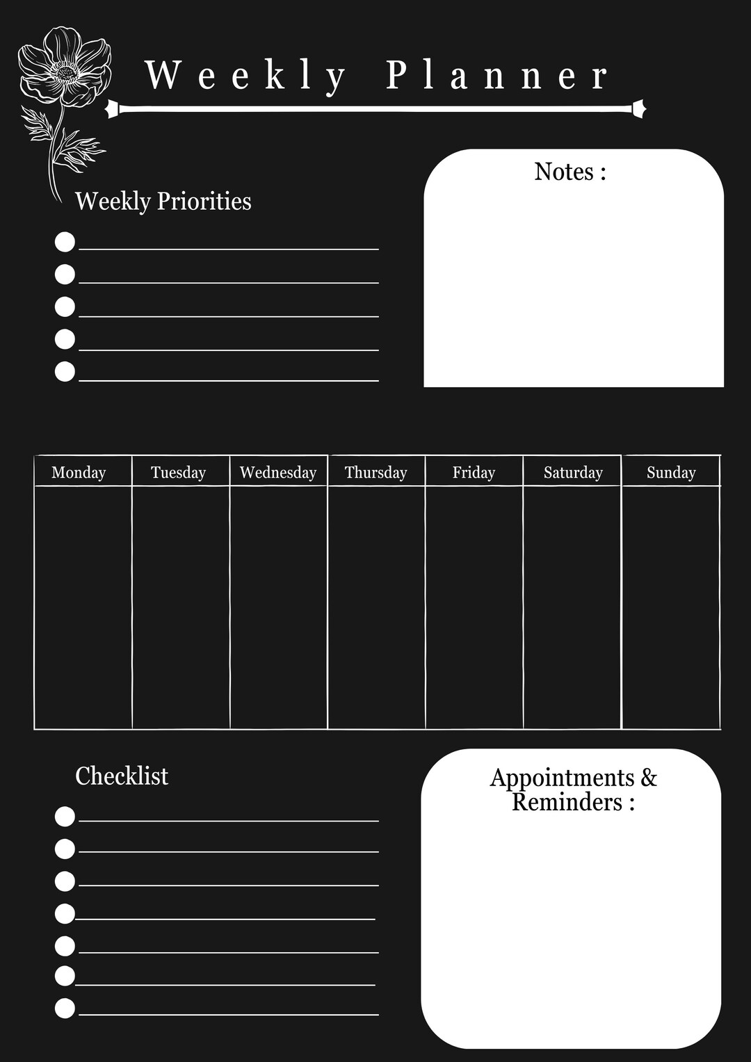 Weekly Planner Student Printable Journal Study School - Etsy