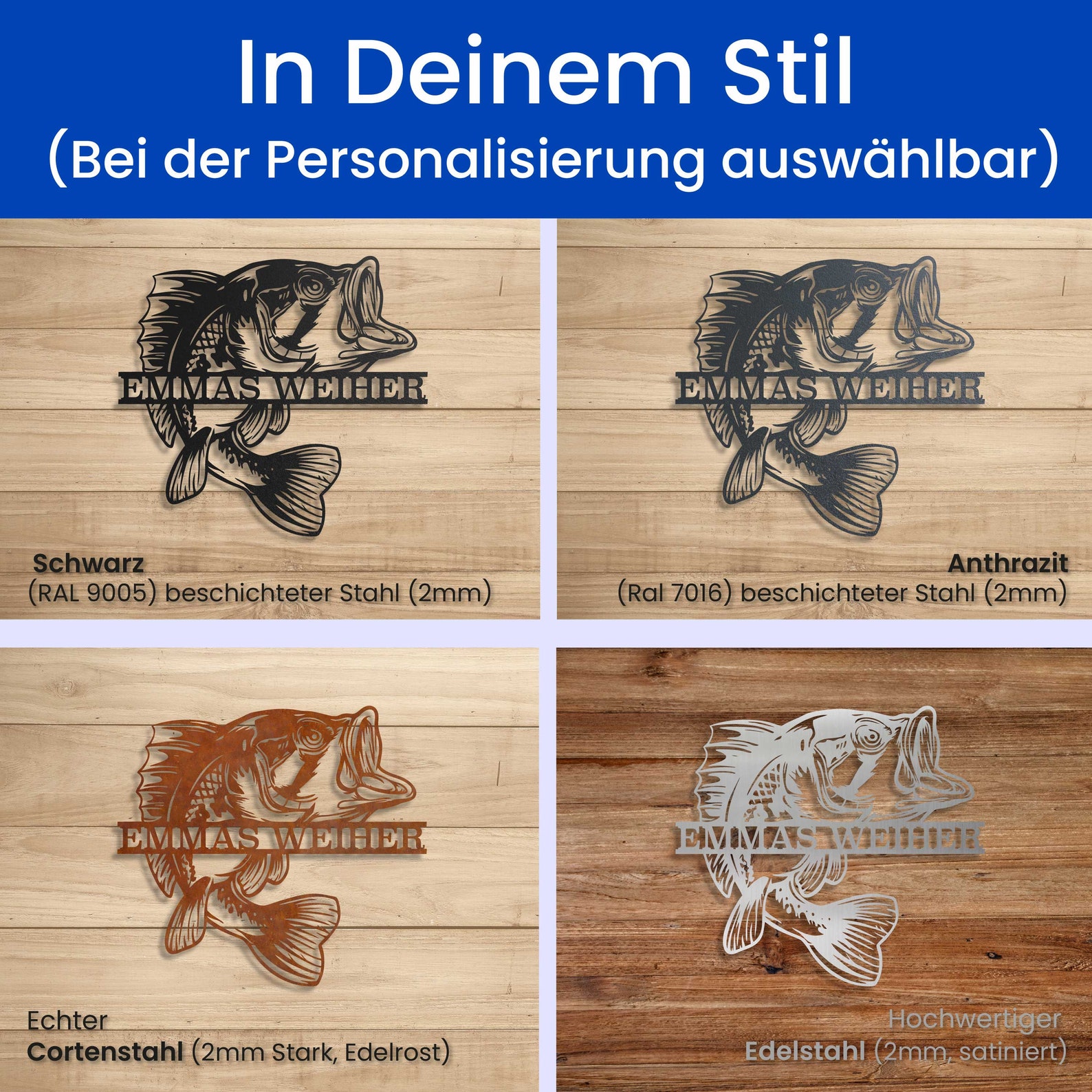 Carp Metal Sign | Personalized Gift for Carp Anglers | Custom Nameplate ...