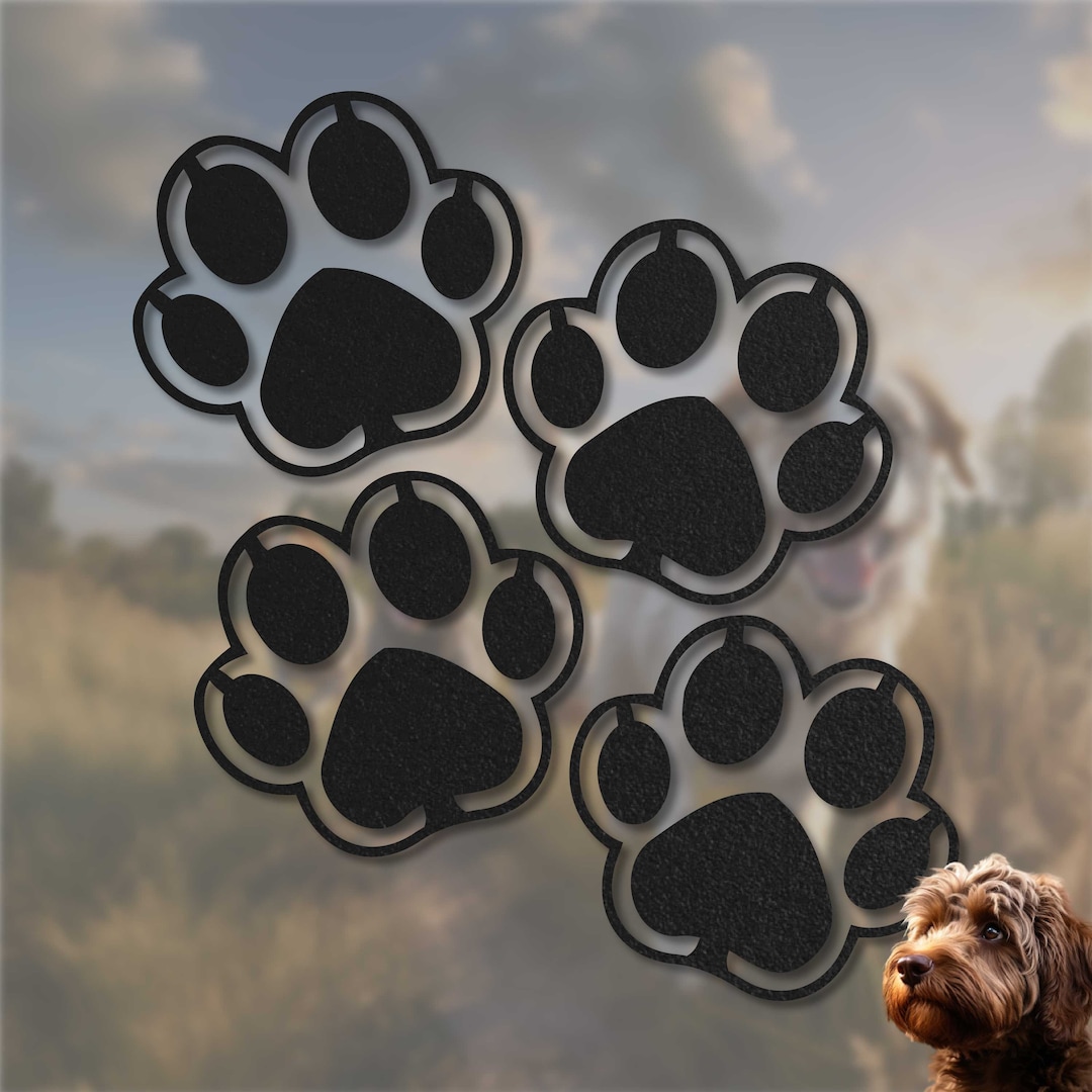 Metal Sign With Paw Print | Metal Paws Decor Design for Dog Lovers ...