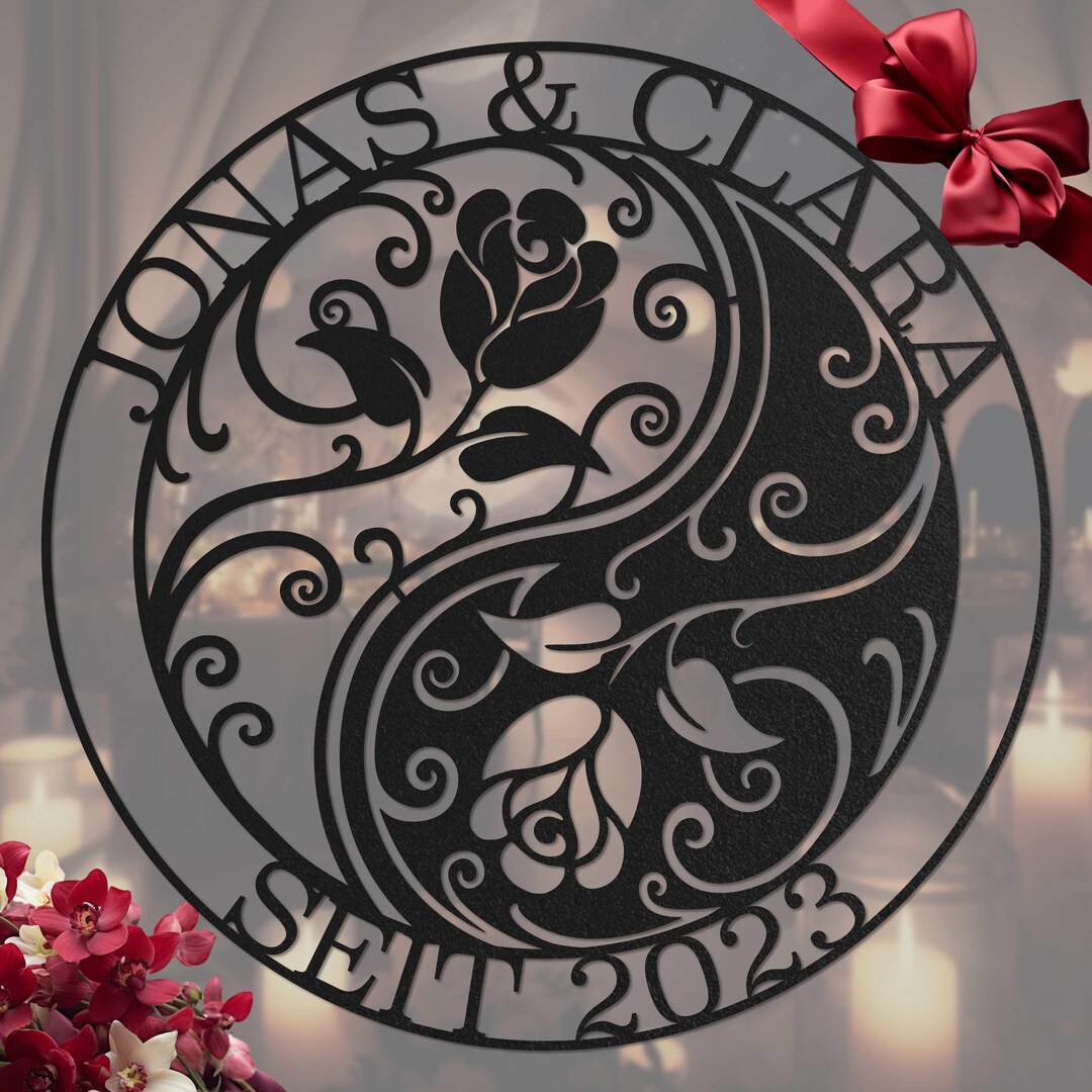 Yin and Yang Roses Metal Art | Symbolic Wall Decor | Balance & Harmony ...