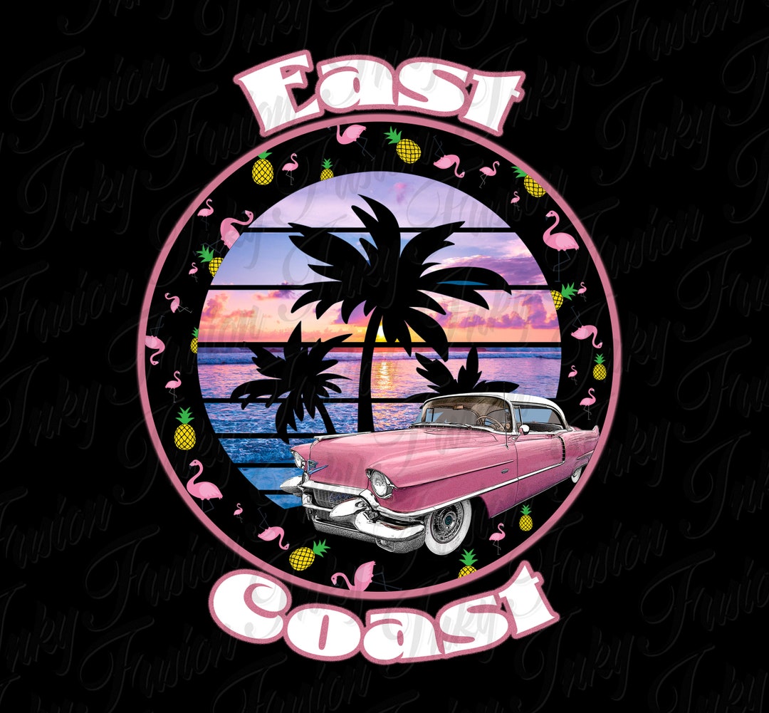 East Coast SVG/JPG/PNG Design File, Old Car, Cadillac, Pink, Digital ...