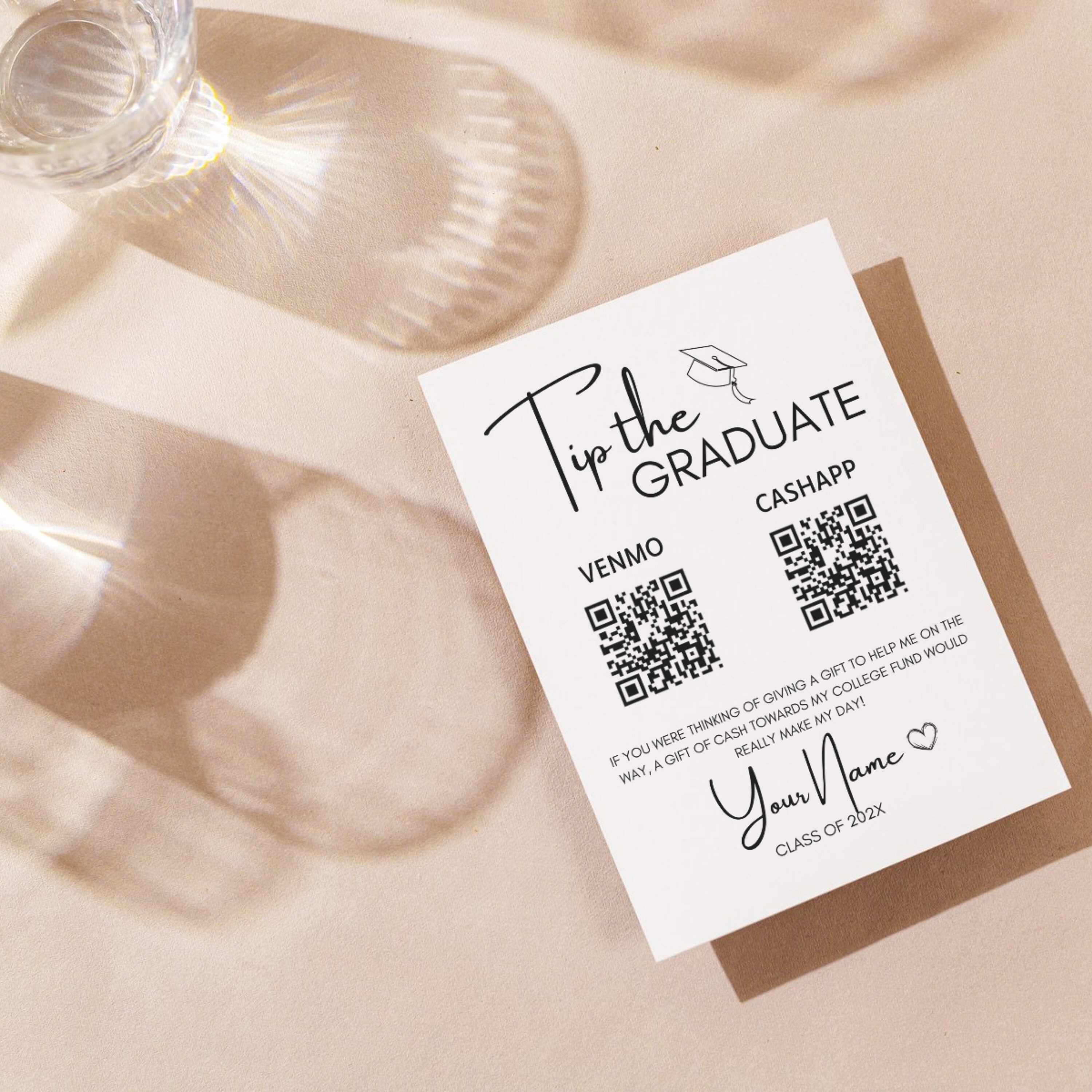 Graduation Party Sign | Graduation Gift Sign | QR Code Sign | Tip the ...