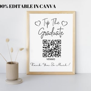 Graduation Party Sign | Graduation Gift Sign | QR Code Sign | Tip the ...