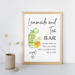 Lemonade & Iced Tea Bar Sign Mocktail Print, Signature Drink Menu ...