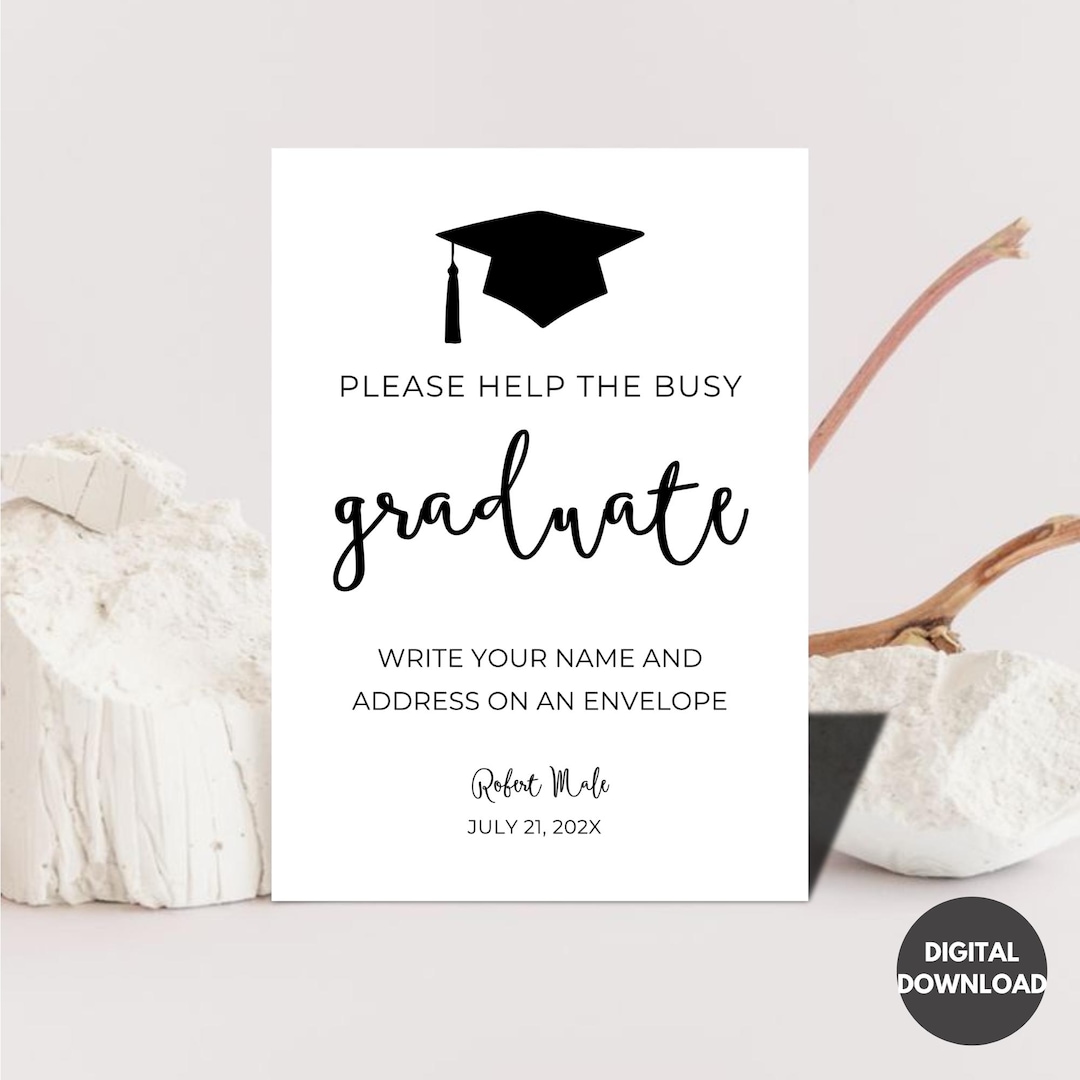 Graduation Envelope Sign, Help the Busy Graduate, Printable Party Decor ...