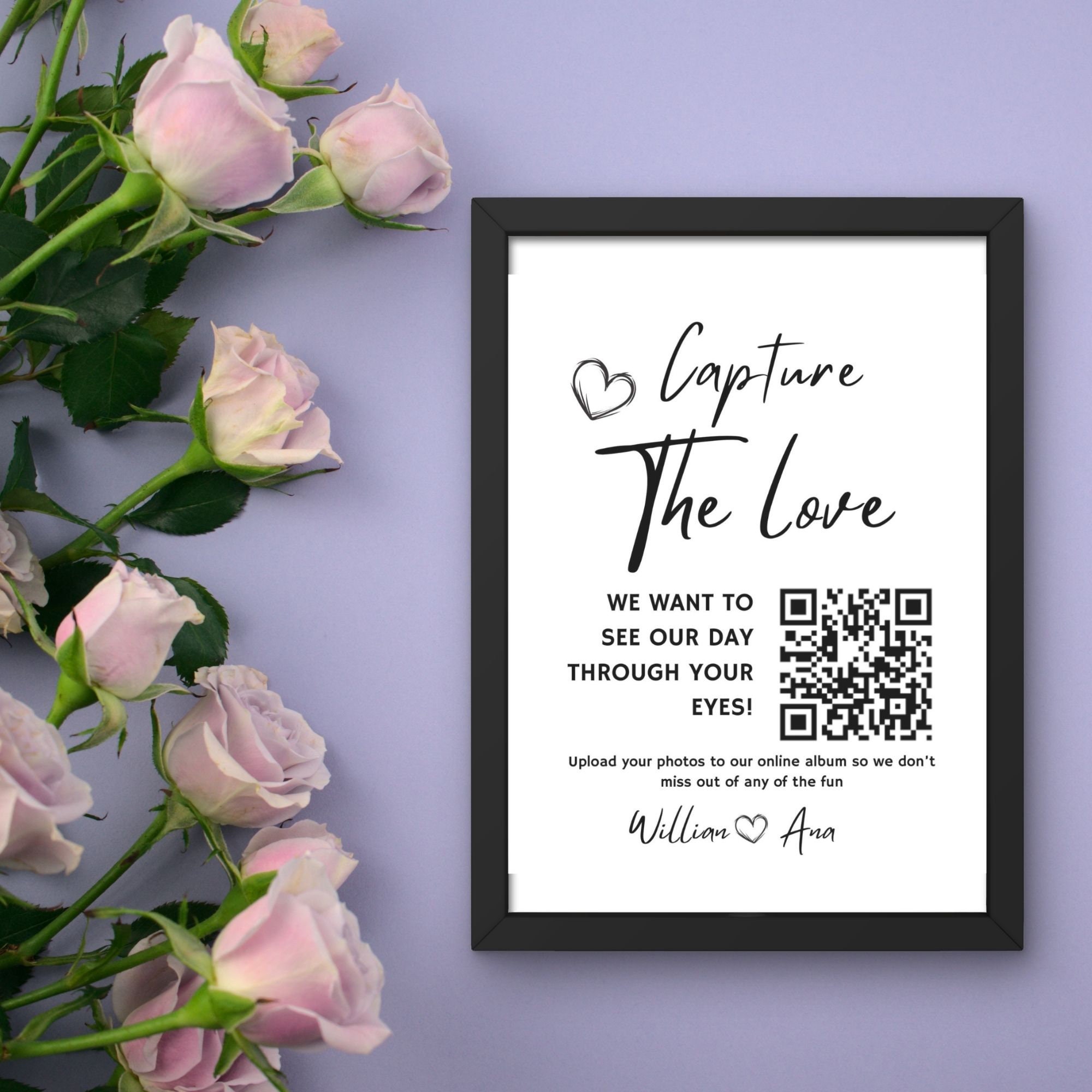 Capture the Love Wedding QR Code Sign, Wedding Sign, Wedding Photo Sign ...