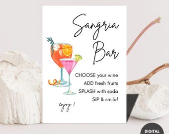 Sangria Bar Sign, Printable Sangria Bar Sign, Digital Sangria Bar Sign ...