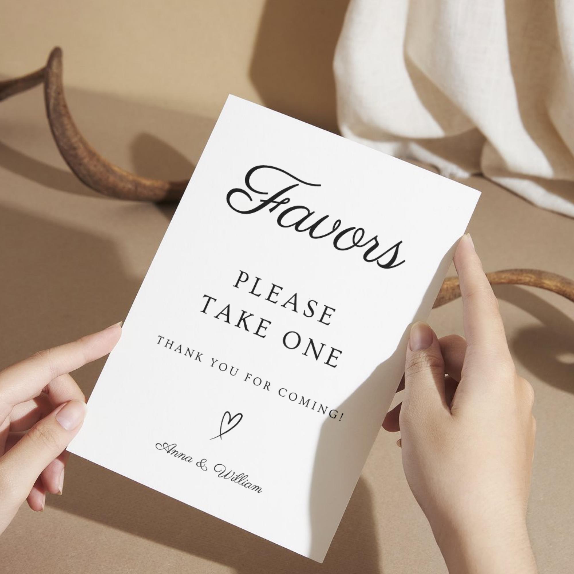 Wedding Favor Sign Template, Elegant Bridal Shower Table Decor (digital ...