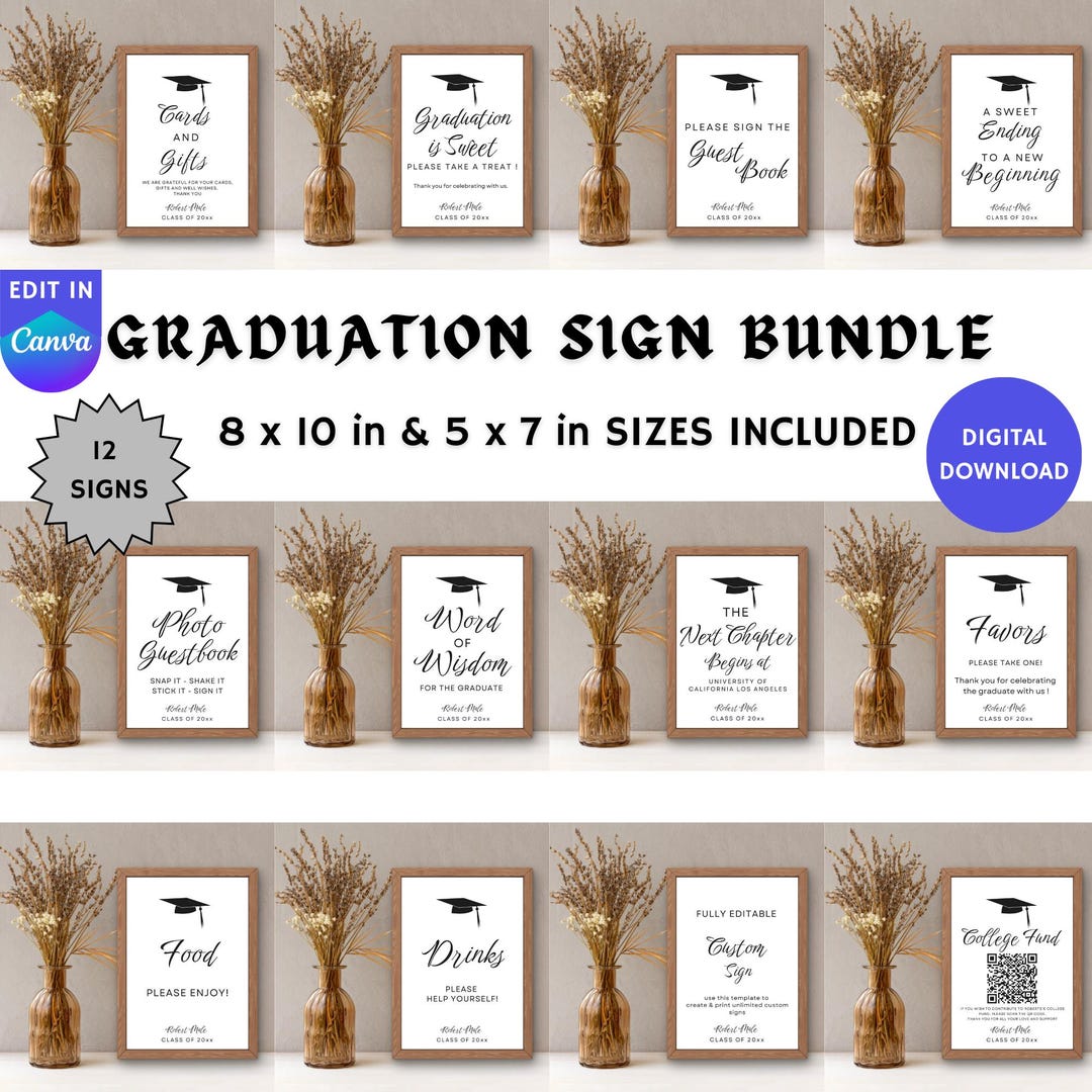 Graduation Party Sign Template Bundle, Printable Graduation Sign ...