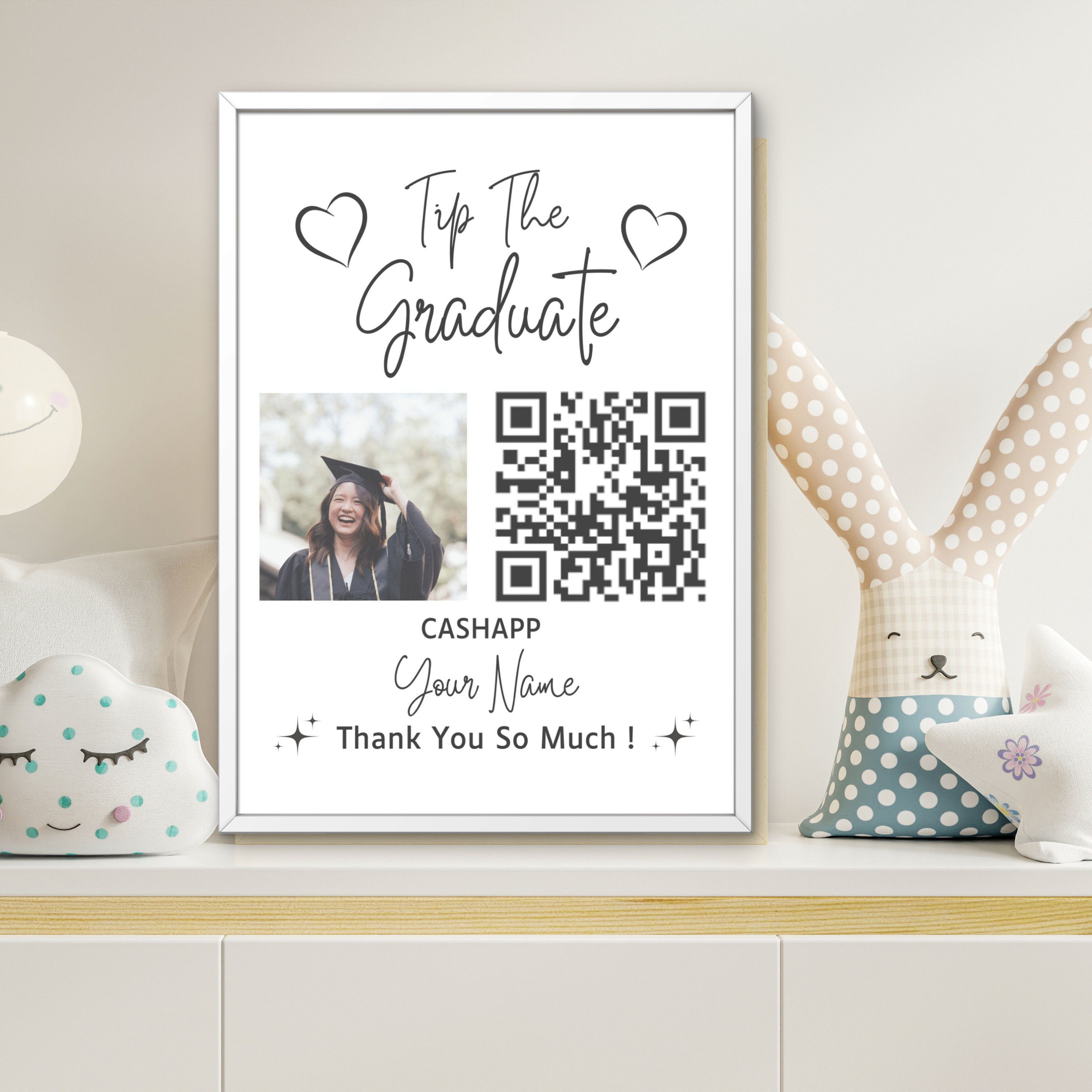 Graduation Party Sign | Graduation Gift Sign | QR Code Sign | Tip the ...