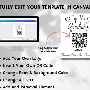 Graduation Party Sign | Graduation Gift Sign | QR Code Sign | Tip the ...