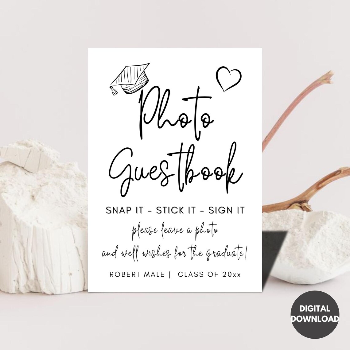 Graduation Photo Guestbook Sign Template, Class of 2025 (canva Digital ...