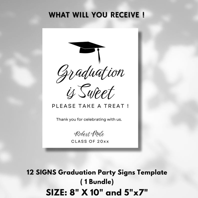 Graduation Party Sign Template Bundle, Printable Graduation Sign ...