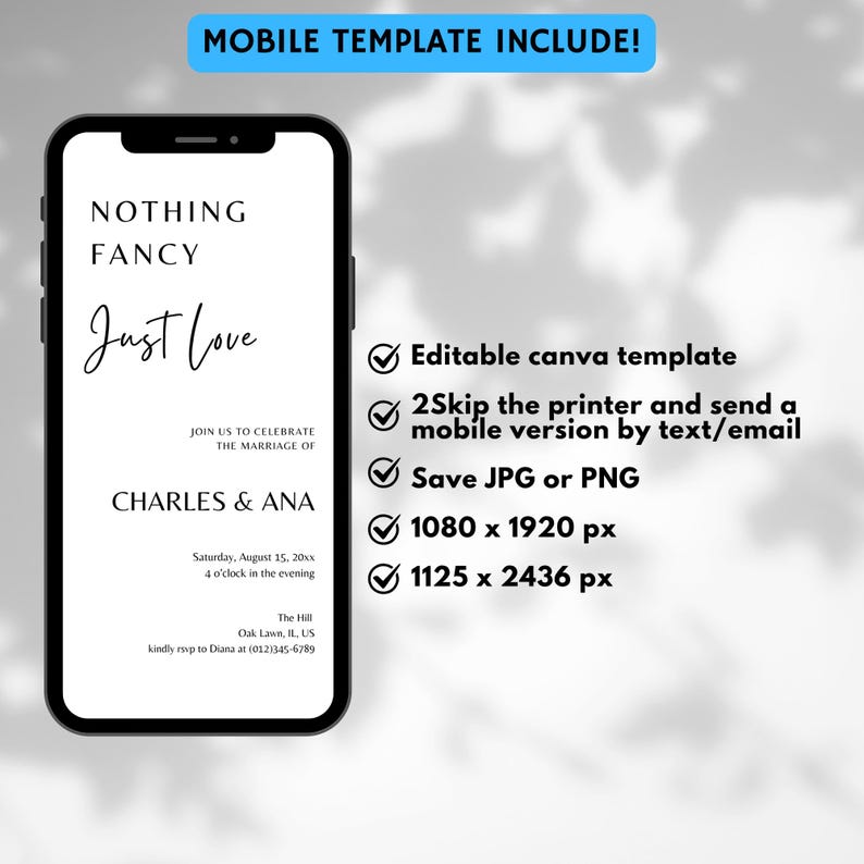 Nothing Fancy Just Love Invitation Template, Elopement Reception Invite ...