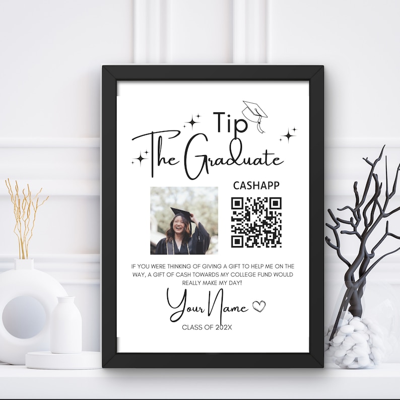 Tip the Graduate Sign, Graduation Party Sign With Editable QR Code ...