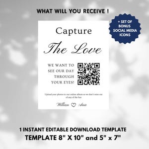 Capture the Love Wedding QR Code Sign, Wedding Sign, Wedding Photo Sign ...