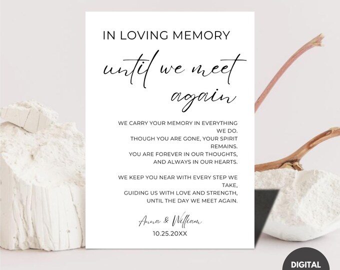 Simple in Loving Memory Sign Wedding Printable | Minimalist Wedding ...
