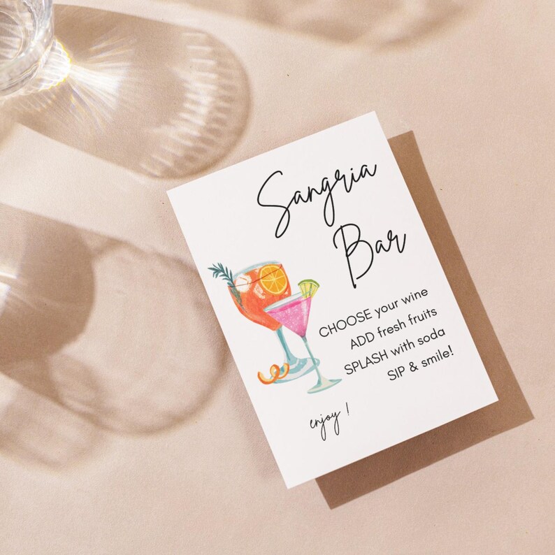 Watercolor Sangria Bar Sign Template (digital Download) - Etsy