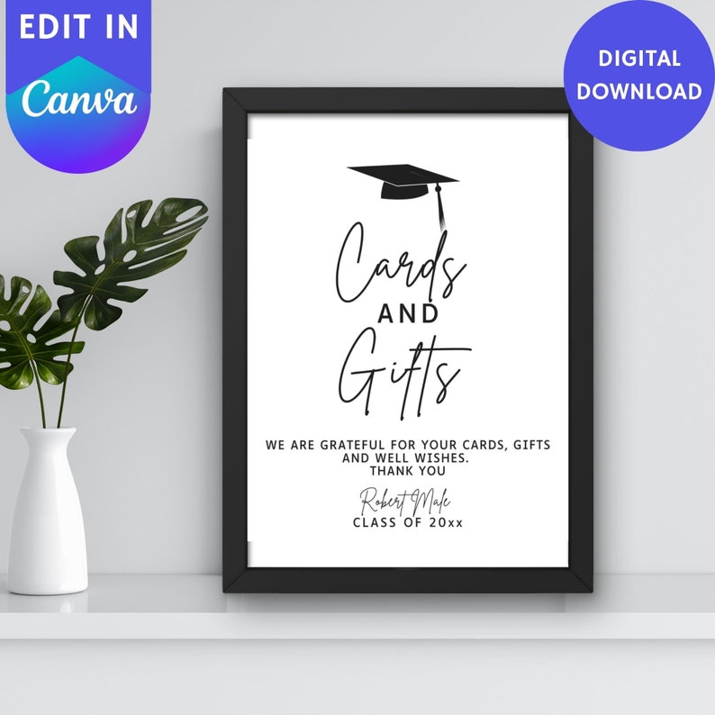 Editable Cards and Gifts Graduation Sign Template (digital Download) - Etsy