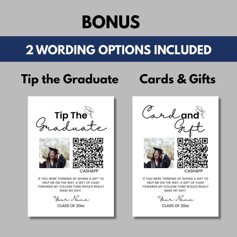 Graduation Cash Gift Sign | QR Code Payment, Canva Template (digital ...