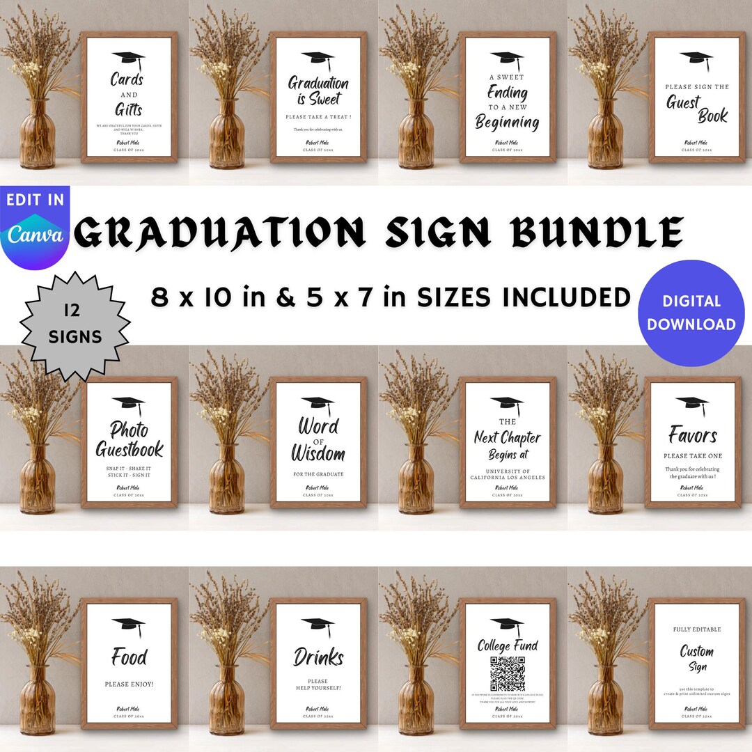 Graduation Party Sign Template Bundle, Printable Graduation Sign ...